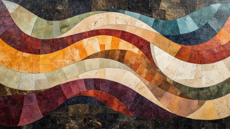 Abstract Colorful Stone Mosaic Wave Pattern Stock Illustration ...