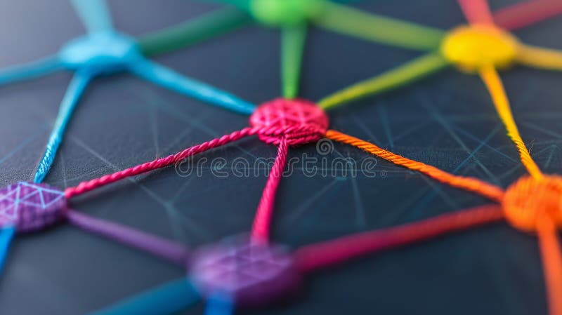 Abstract Colorful String Network Concept for Connection, Collaboration ...