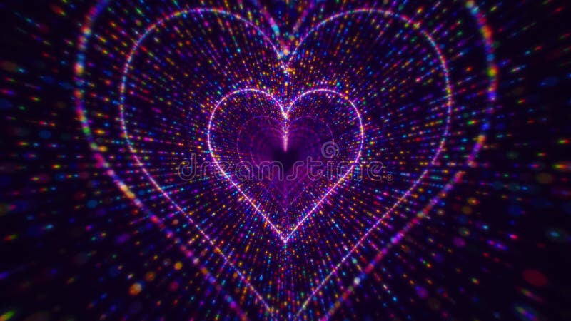 Abstract Colorful Striped Particle Heart Shaped Tunnel Background Loop ...