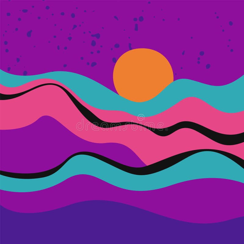 Abstract Colorful Sunset Landscape Stock Vector - Illustration of ...