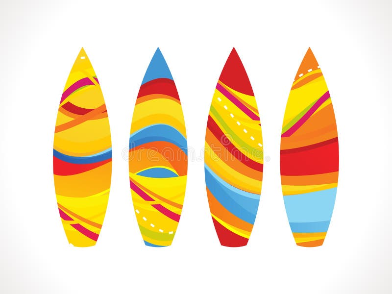 Surf Boards Designs. Vector Surfboard Coloring Set Stock Vector ...