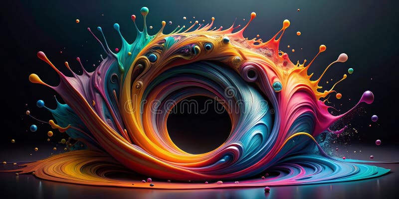 Abstract Colorful Swirling Paint Explosion Forming a Dynamic Circular ...