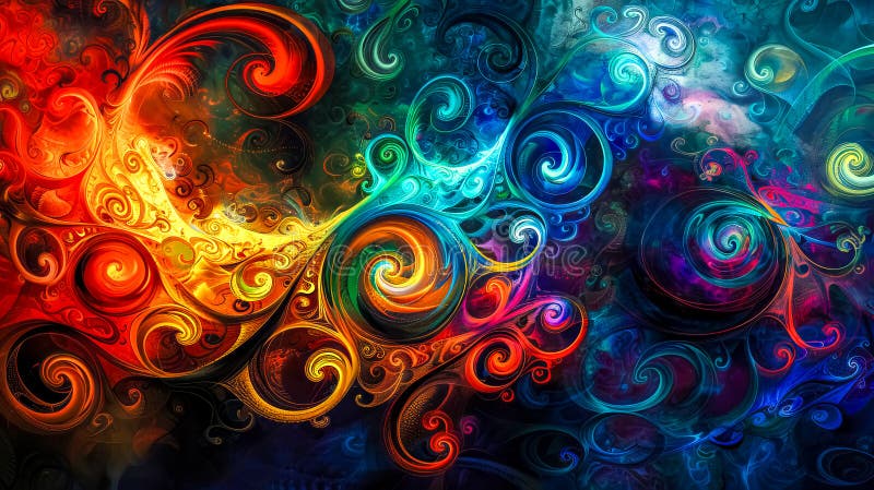 Abstract Colorful Swirls Forming a Psychedelic Background Stock Photo ...