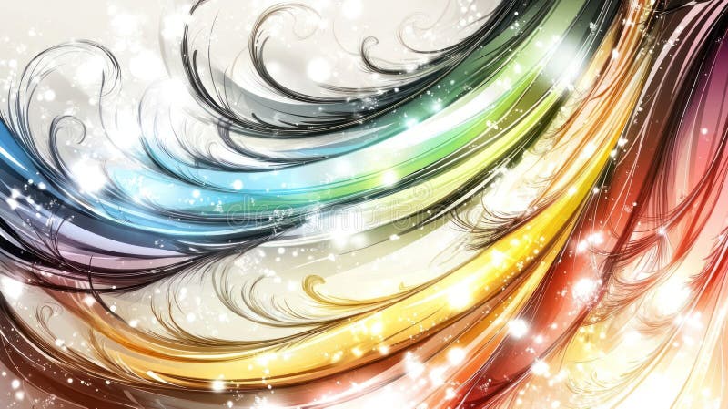 Abstract Colorful Swirls with Sparkles and Light Effects, Creating a ...