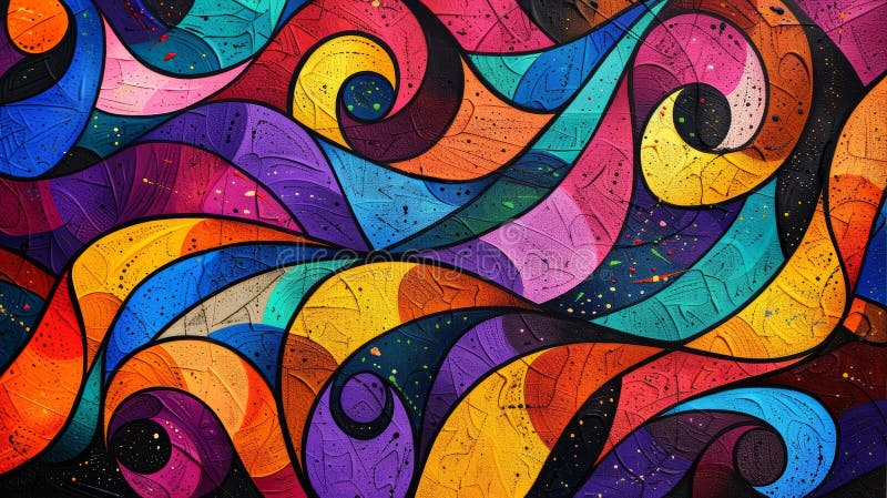Abstract Colorful Swirls and Waves with a Dark Background Stock ...