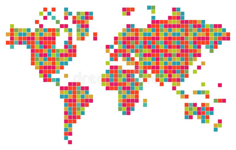 Abstract World Connections Map with Circles, Lines Stock Vector ...