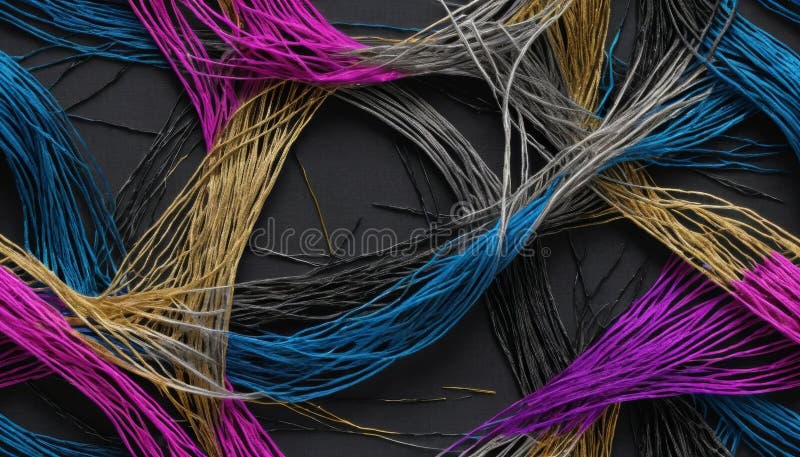 Abstract Colorful Threads Background: Intertwined Dyed Fibers Texture ...