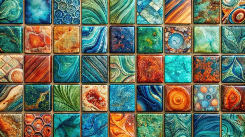 Abstract Colorful Tile Mosaic a Rich Textured Surface of Swirls and ...