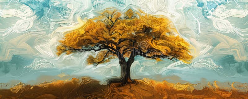 Abstract Colorful Tree in an Artistic Landscape Stock Image - Image of ...