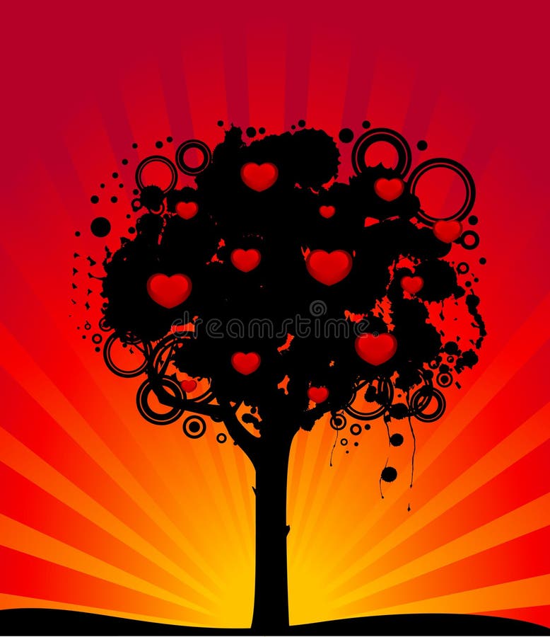 Abstract Colorful Tree With Hearts. Stock Vector - Illustration of ...