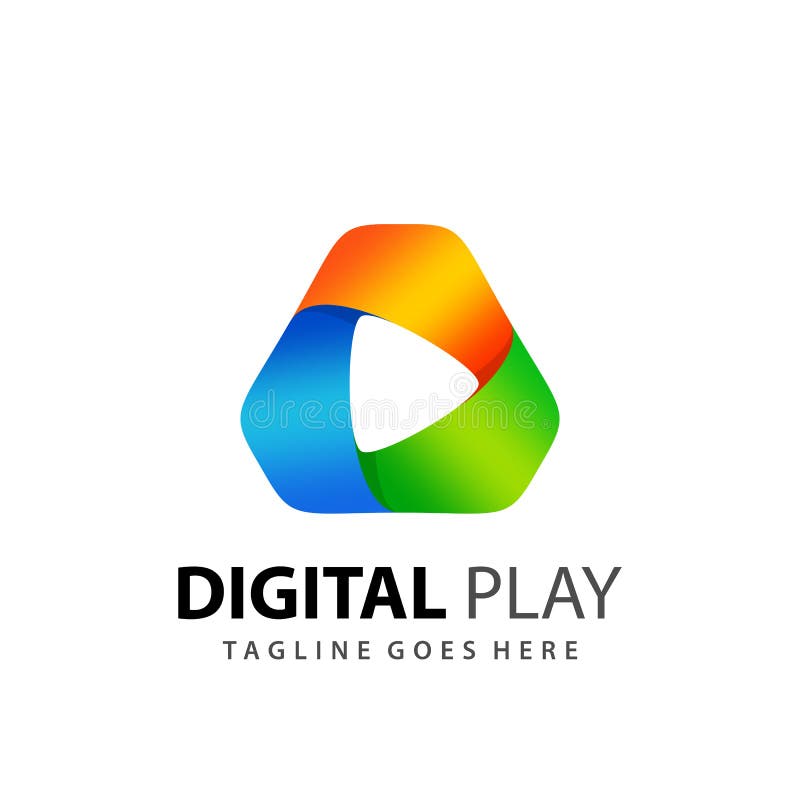 Triangle Play Stylish Logo Icon Stock Vector - Illustration of design ...