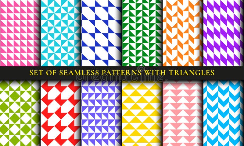 Abstract Colorful Triangles Patterns Backgrounds. Geometric Seamless ...