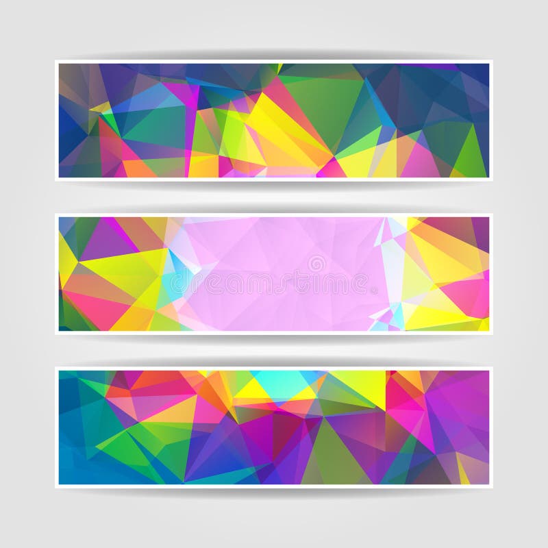 Abstract Colorful Triangular Header Set Stock Vector - Illustration of ...
