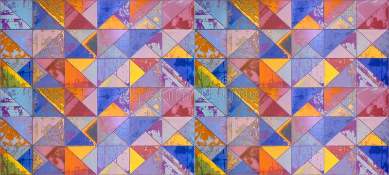 Abstract Colorful Triangular Cement Stone Mosaic Tiles, Tile Mirror or ...