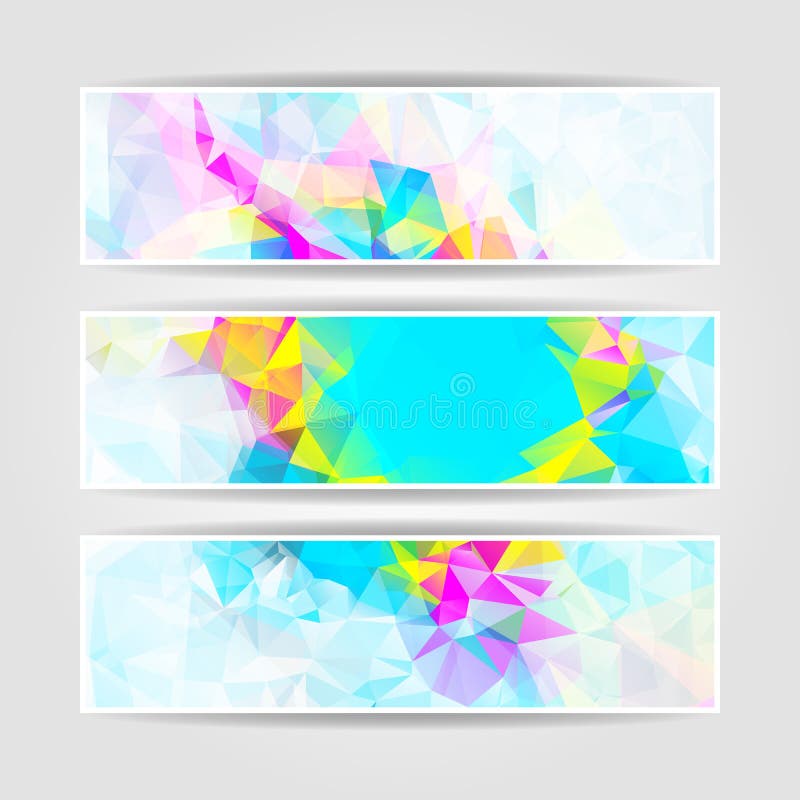 Abstract Colorful Triangular Header Set Stock Vector - Illustration of ...
