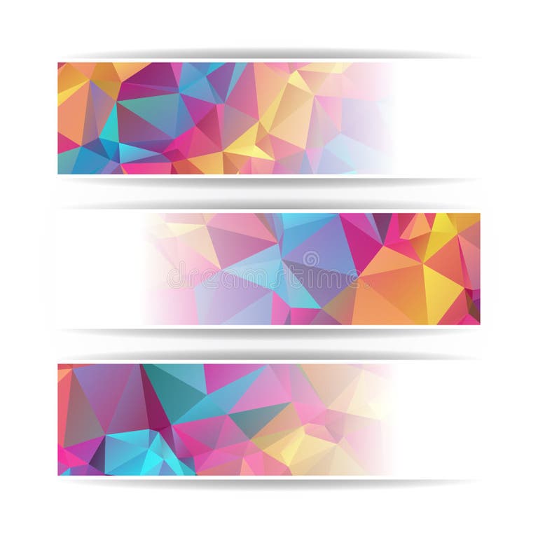 Abstract Colorful Triangular Polygonal Header Set Stock Vector ...