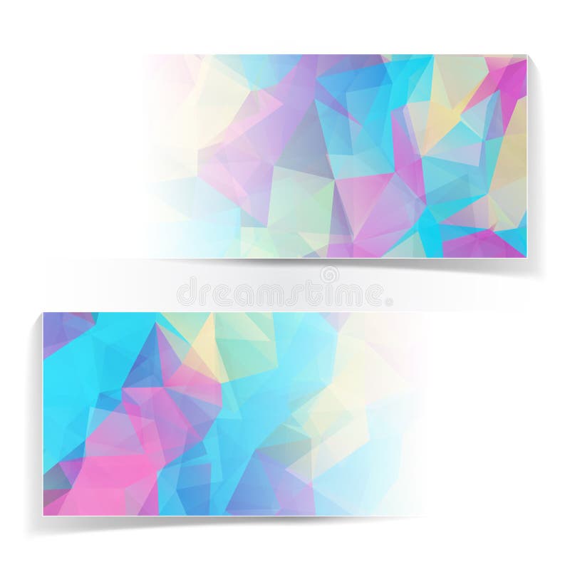 Abstract Colorful Triangular Polygonal Banners Set Stock Vector ...