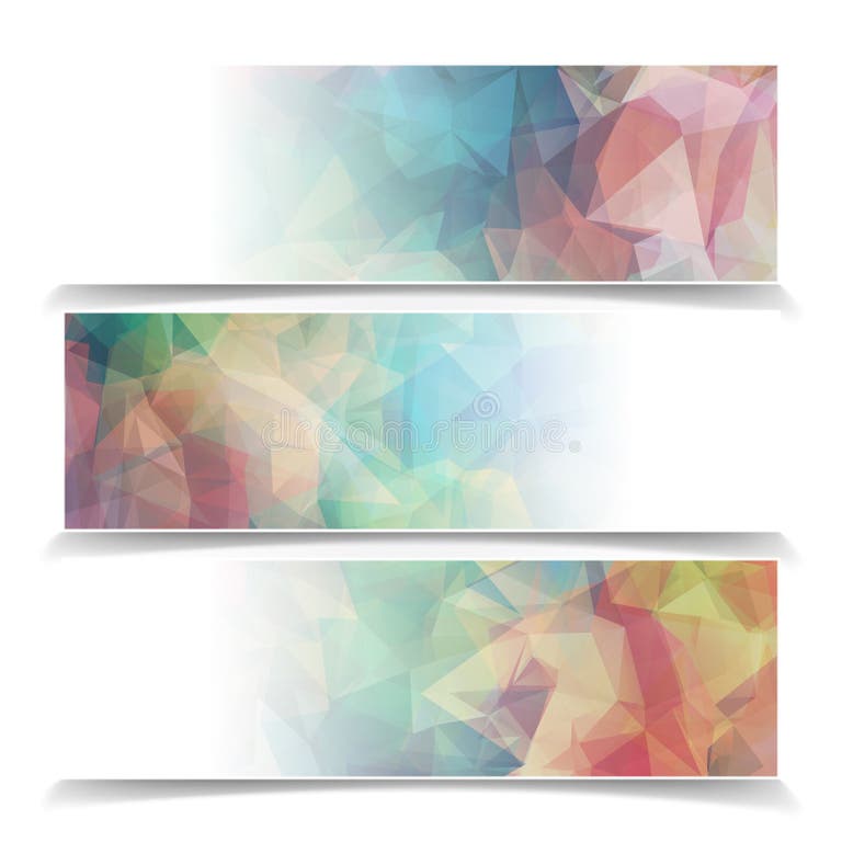Abstract Colorful Triangular Polygonal Banners Set Stock Vector ...