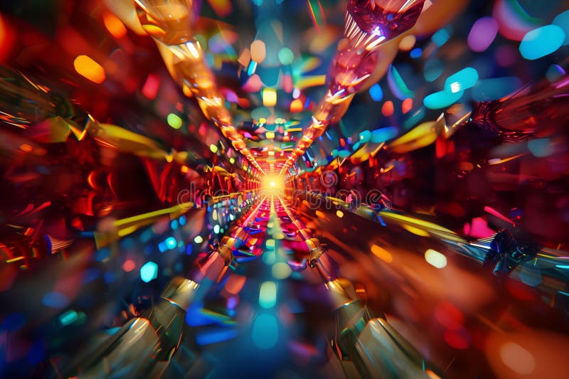 Abstract Colorful Tunnel with Glowing Light in Center, Dynamic Light ...