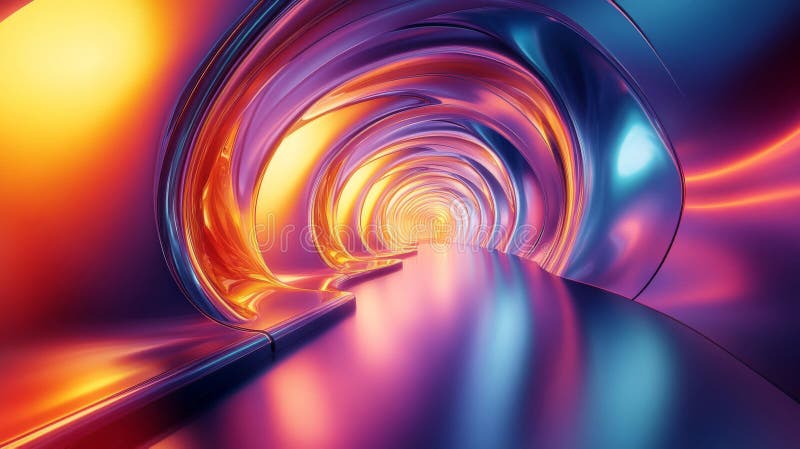 Abstract Colorful Tunnel with Glowing Lights and Smooth Curves Stock ...