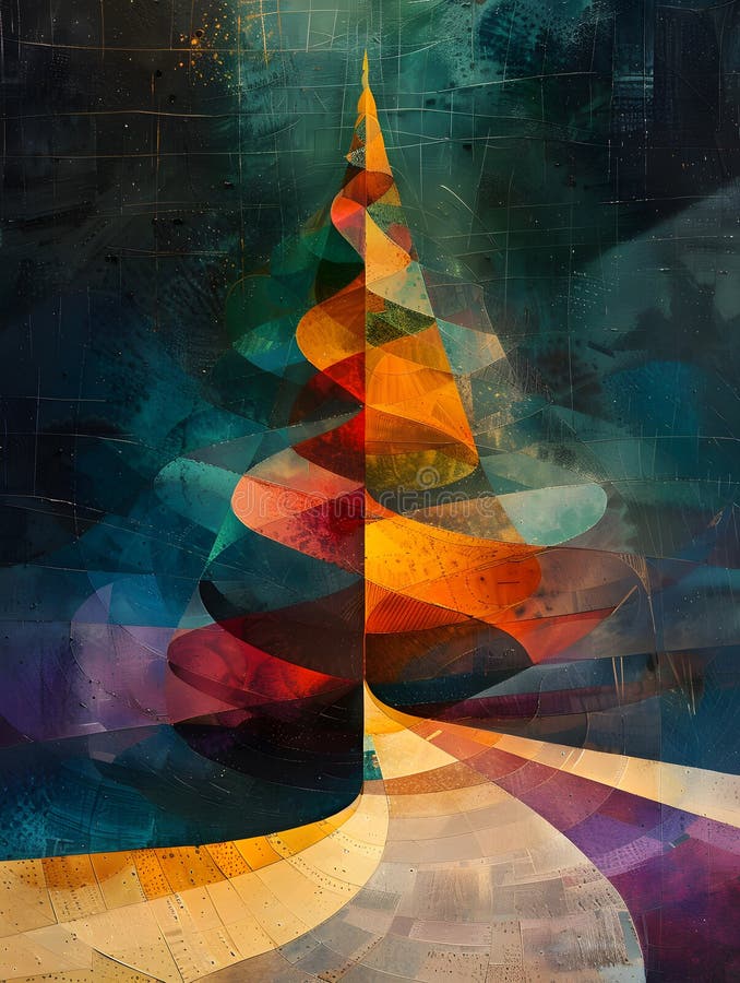 Abstract Colorful Twisted Tree with Vibrant Light Effects Stock Image ...