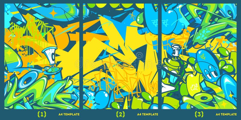Abstract Colorful Urban Graffiti Style A4 Poster Vector Illustration ...