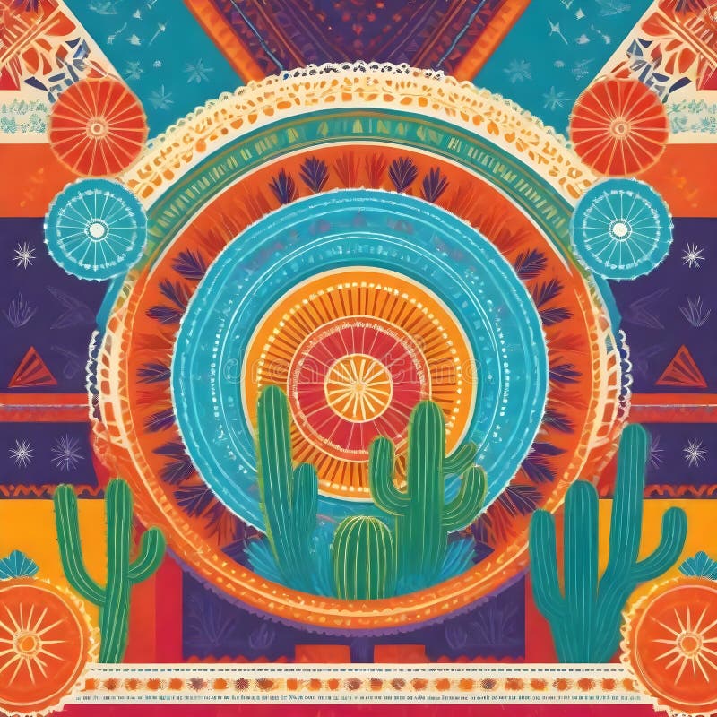 Abstract Colorful Vector Background with Geometric Patterns Mexican ...