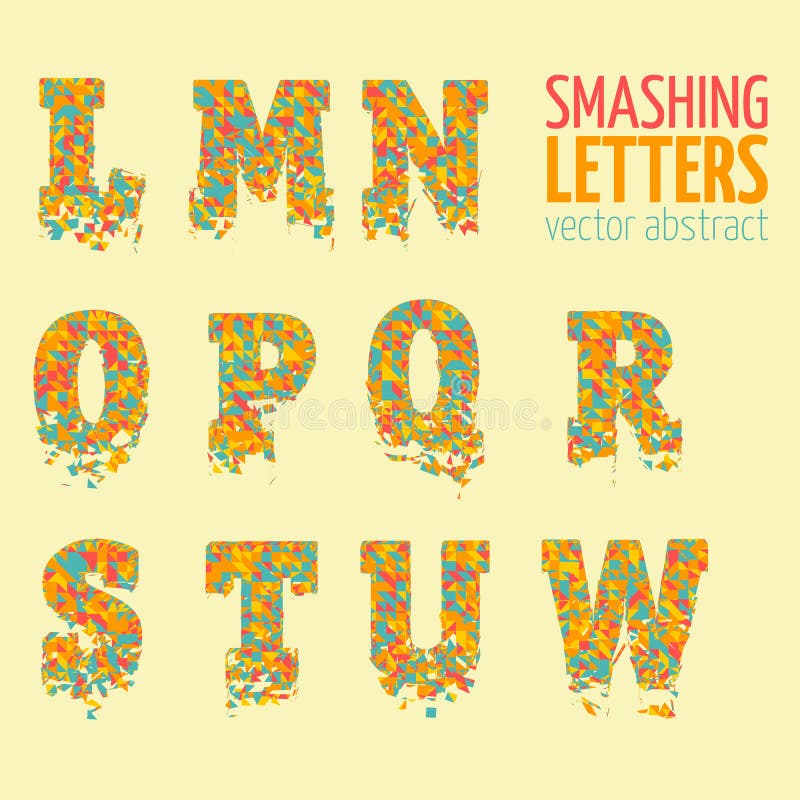 Abstract Colorful Vector Smashing Mesh Letters. Futuristic Technology ...