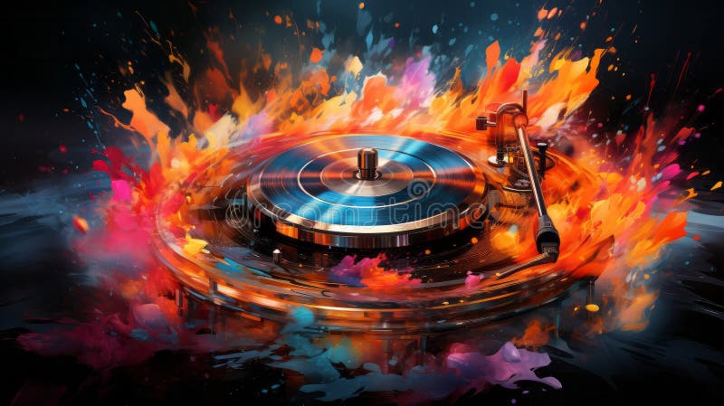 Abstract Colorful Vinyl Disc Picture. Generative AI. Stock Illustration ...
