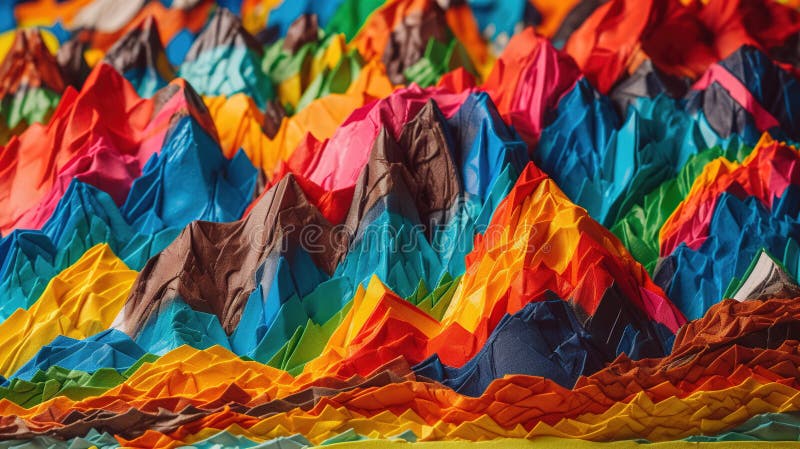 Abstract Colorful Vivid Paper Mountains Background, Imaginative Visuals ...