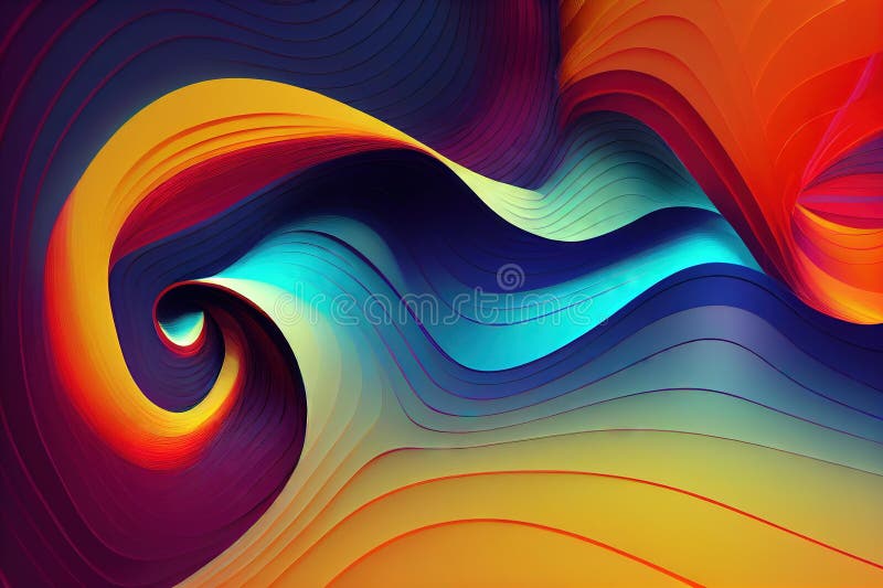 Abstract Colorful Volumetric Background in Form of Curved Multicolor ...