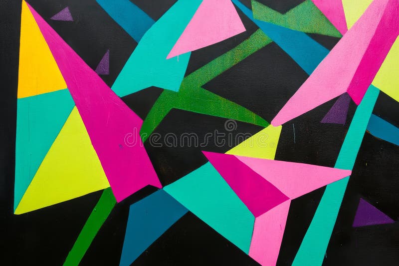 Abstract Colorful Wall Art with Sharp Angular Patterns in Neon Green ...