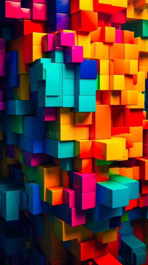 An Abstract Colorful Wallpaper Made of Blocks Stock Illustration ...