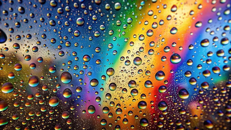Abstract Colorful Water Droplets on a Rainbow Surface. Generative AI ...