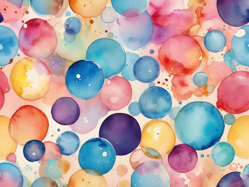 Abstract Colorful Watercolor Bubbles on Multi Color Shinning Background ...