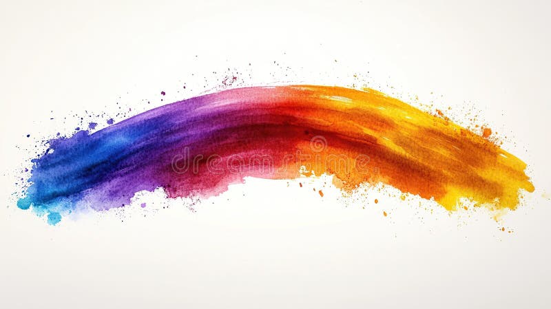 Abstract Colorful Watercolor Rainbow Arc Splash on White Background ...