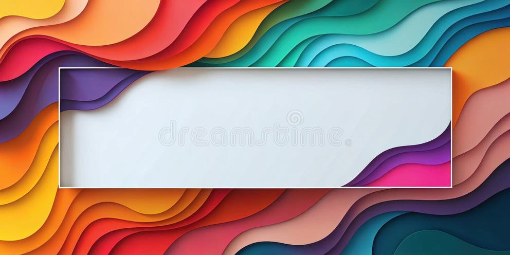Abstract Colorful Wave Background with Blank Rectangle for Text and ...