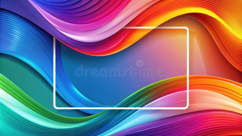 Abstract Colorful Wave Background with a Rectangular Frame for Text or ...