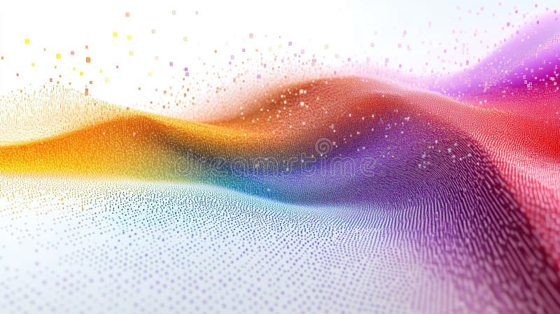 Abstract Colorful Wave of Particles, Vibrant Rainbow Spectrum, Digital ...