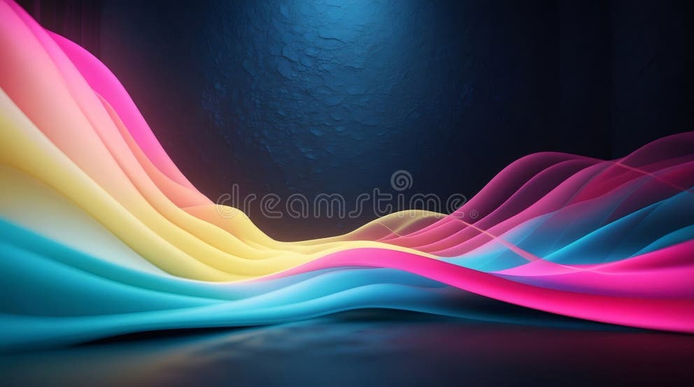 Abstract Colorful Wave Pattern Flowing on Dark Background, Creating a Vibrant and Dynamic Visual ...