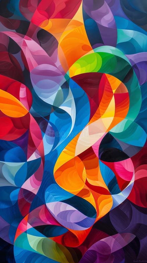 Abstract Colorful Wave Pattern with Overlapping Shapes and Vibrant Hues ...