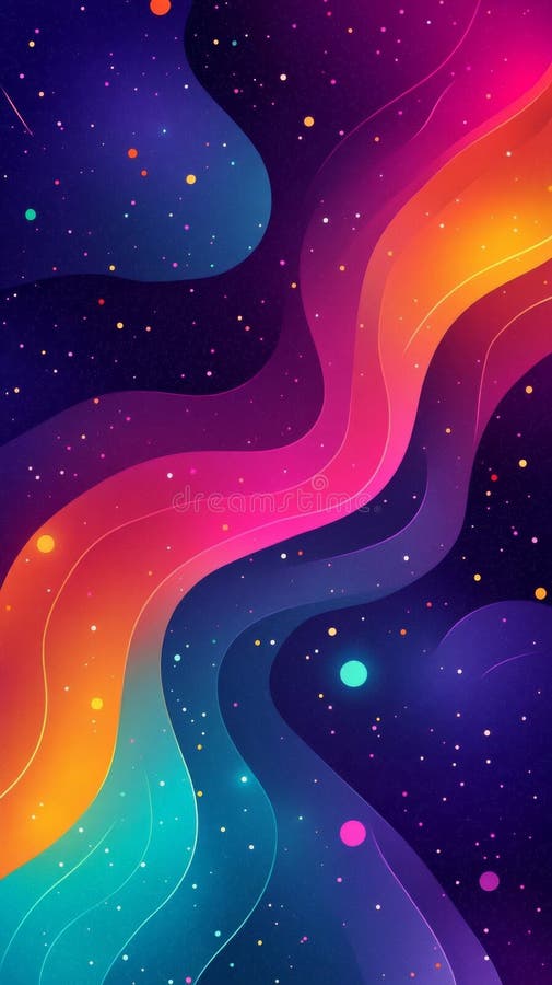 Abstract Colorful Wave Pattern with Stars and Cosmic Elements in a Deep ...