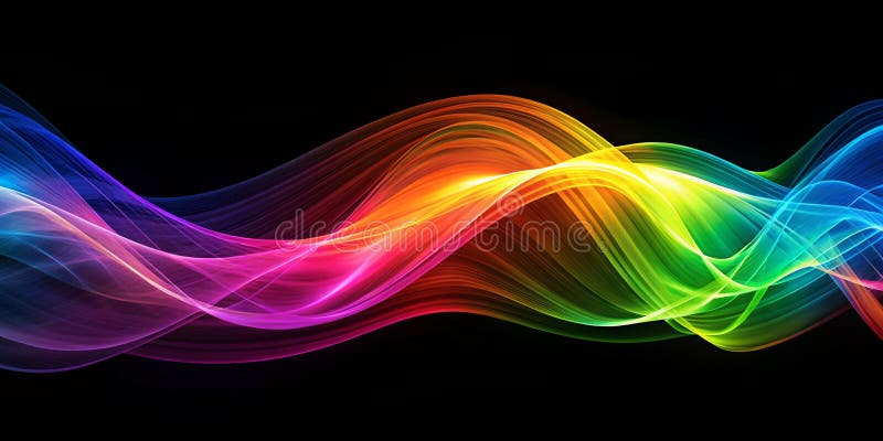 Abstract Colorful Wave Patterns On A Dark Background Creative Ai Stock