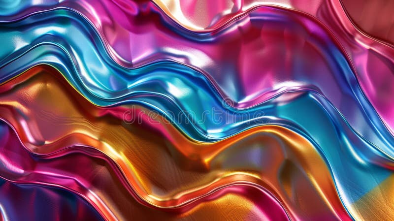 Abstract Colorful Wave Patterns on a Reflective Surface Stock ...