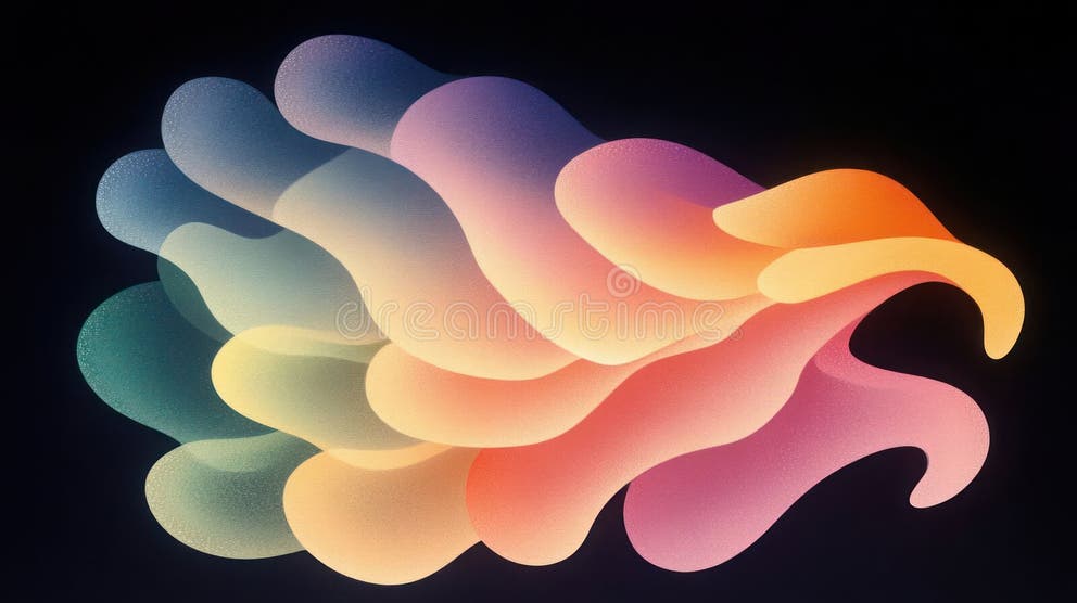 Abstract Colorful Fluid Shapes, Dynamic Gradient Swirls on Black ...