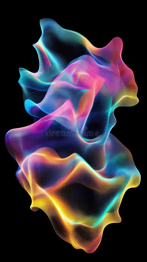 Abstract Colorful Waveform, Mesh, Flow, Digital Art Stock Illustration ...