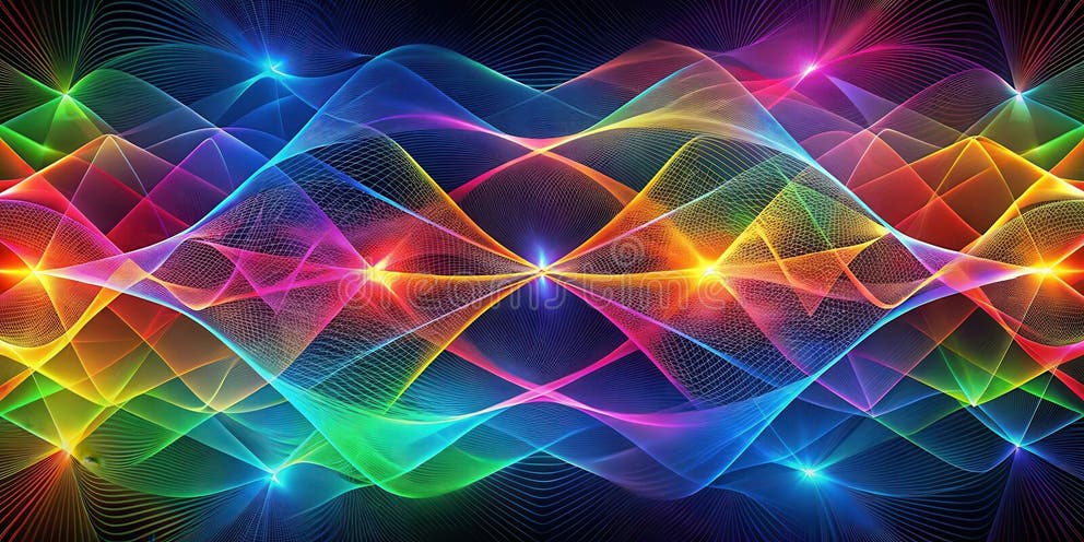 Abstract Colorful Waveform Pattern Intertwined Spectral Hues in Dynamic ...