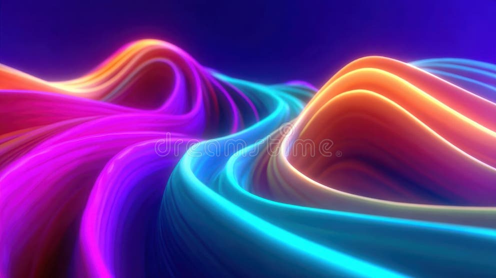 Abstract Colorful Waveforms in Digital Art. Vibrant Flowing Lines Create Dynamic Visual ...