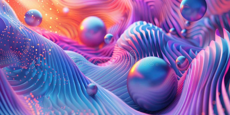 Abstract Colorful Waveforms with Spheres - Vibrant Design for Creative ...