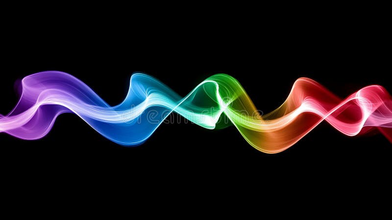 Abstract Colorful Waves on Black Background (7 Stock Illustration ...